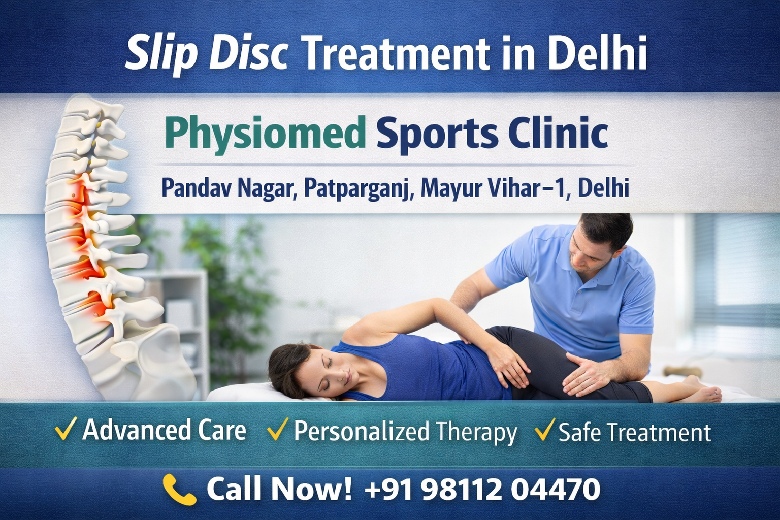 Slip Disc Treatment in Delhi-91 | Physiomed Sports Clinic